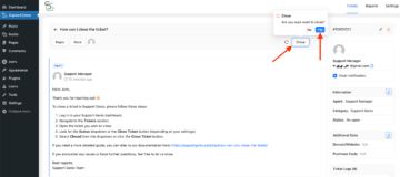 How can you close the ticket? - Support Genix