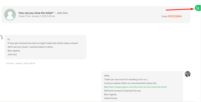 How can you close the ticket? - Support Genix