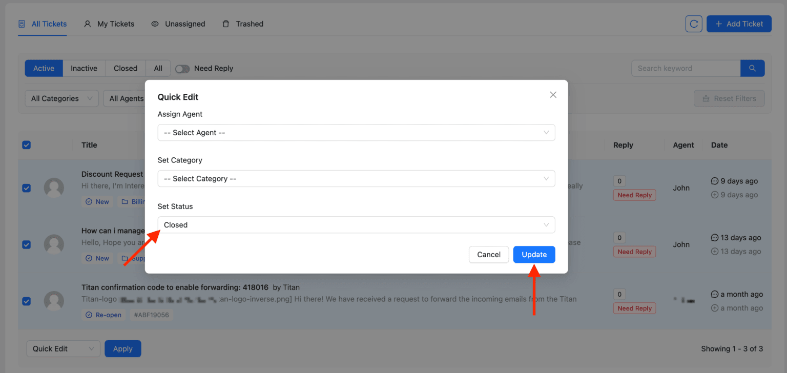 How can you close the ticket? - Support Genix
