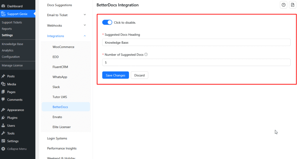 BetterDocs Integration - Support Genix