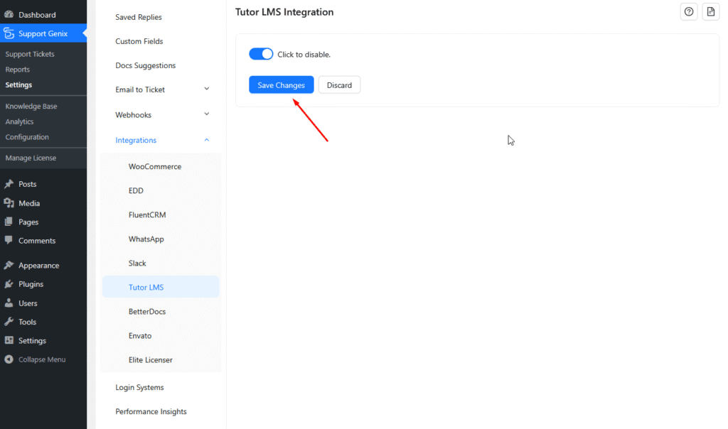 Tutor LMS Integration - Support Genix